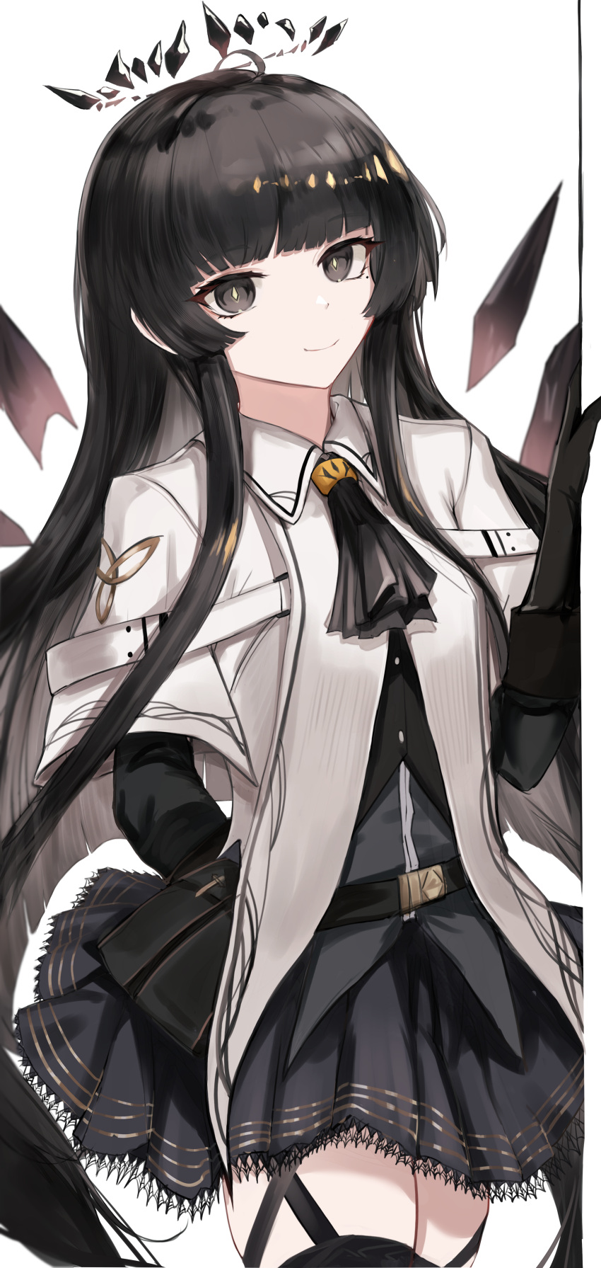 Safebooru - 1girl absurdres arknights arm behind back ascot black ascot black dress black eyes ...