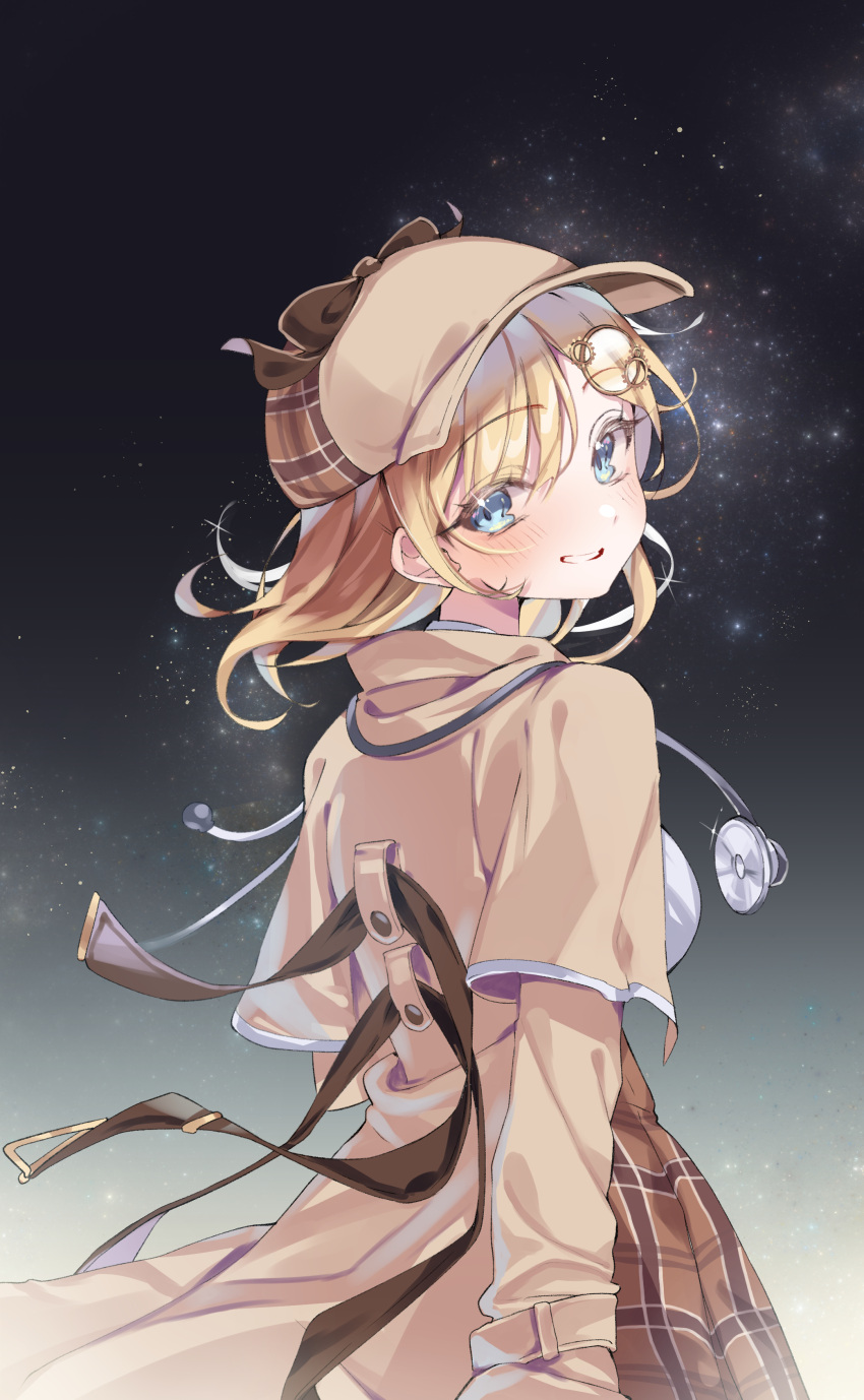 Safebooru - 1girl absurdres blonde hair blue eyes bob cut brown coat brown hat brown skirt coat ...