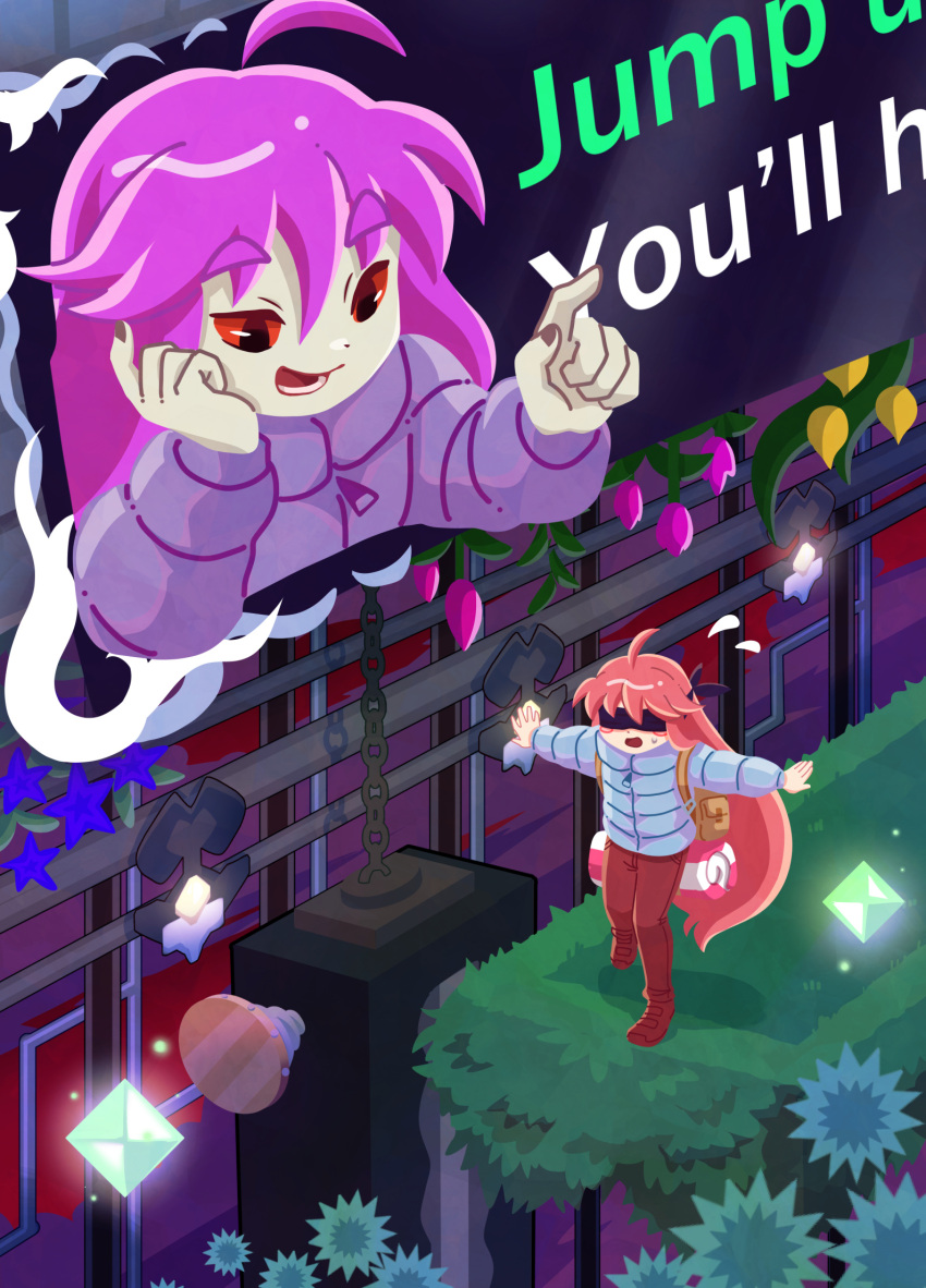 Safebooru - 2girls ahoge badeline blue jacket brown eyes celeste (video ...