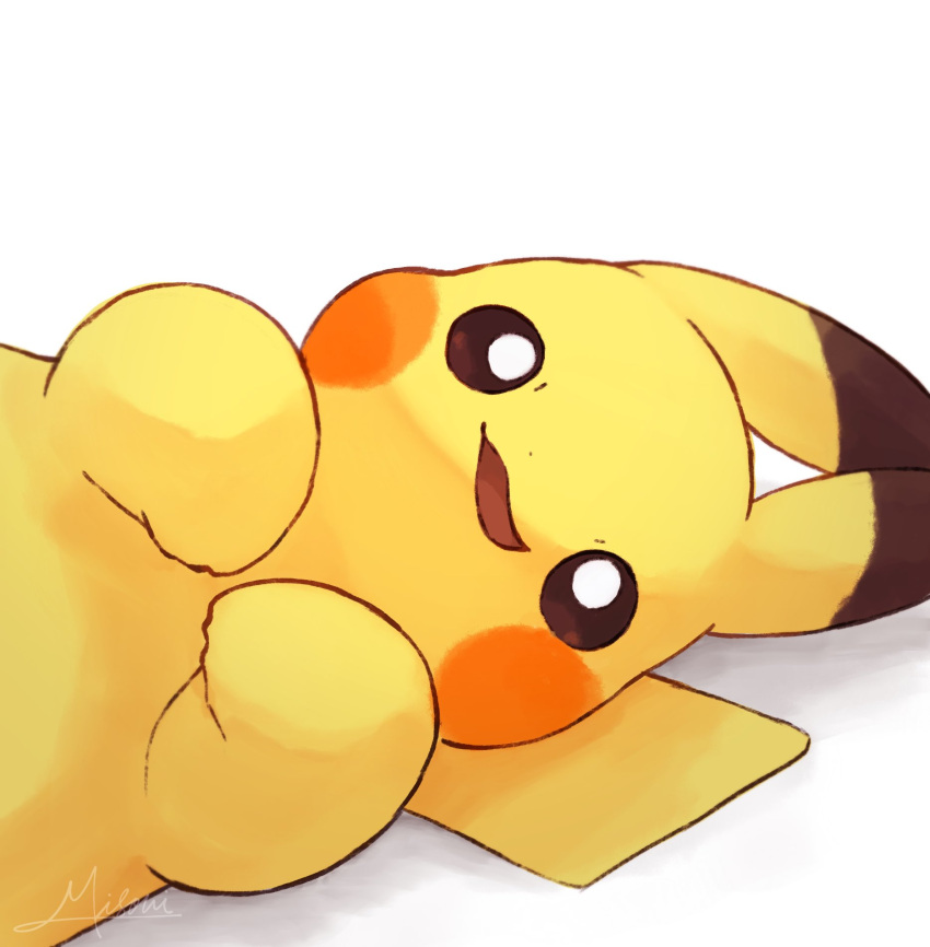 Safebooru - artist name brown eyes highres looking at viewer lying ...