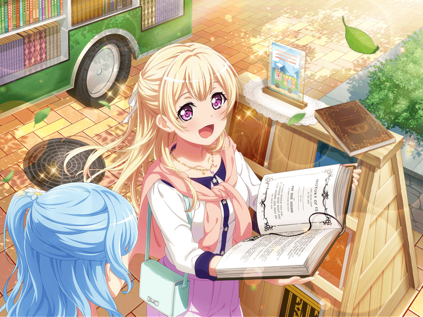 Safebooru - bang dream! blonde hair blush dress long hair shirasagi chisato smile violet eyes ...