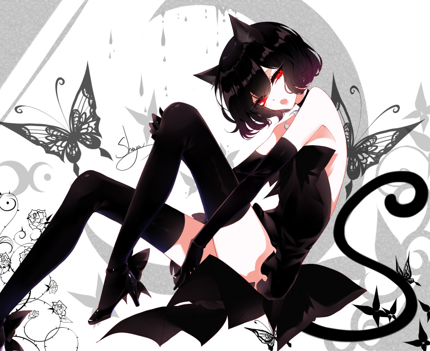 Safebooru - 1girl :o absurdres animal ears backless outfit bangs bare back bare shoulders black ...