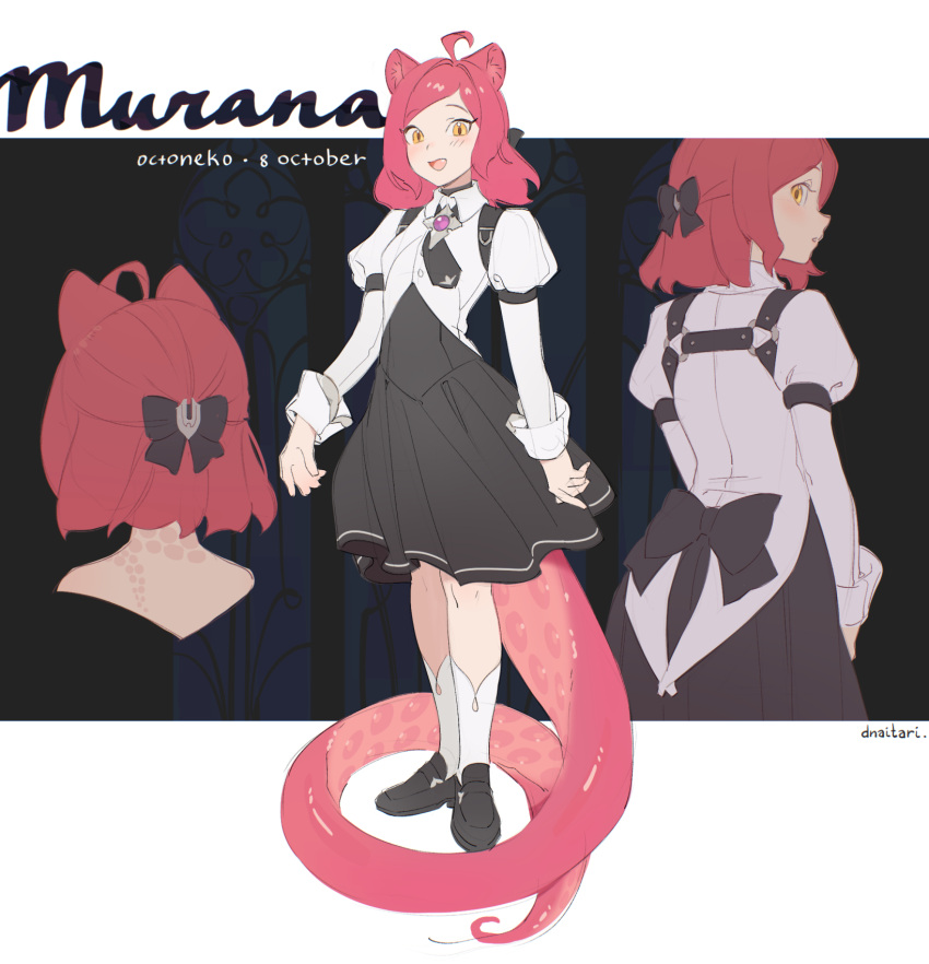 Safebooru - 1girl ahoge animal ears black bow black dress bow cat ears cat girl collared shirt ...