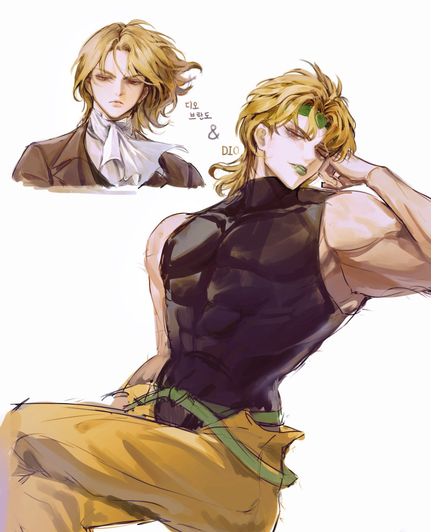 Safebooru - 2boys aged down bishounen blonde hair dio brando ekchyong64143 fang highres jojo no ...