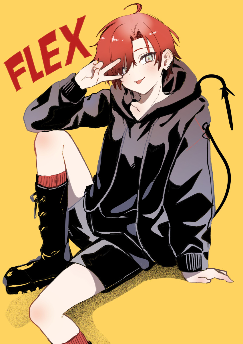 Safebooru - 1boy absurdres ahoge alternate costume arm support black boots black jacket black ...