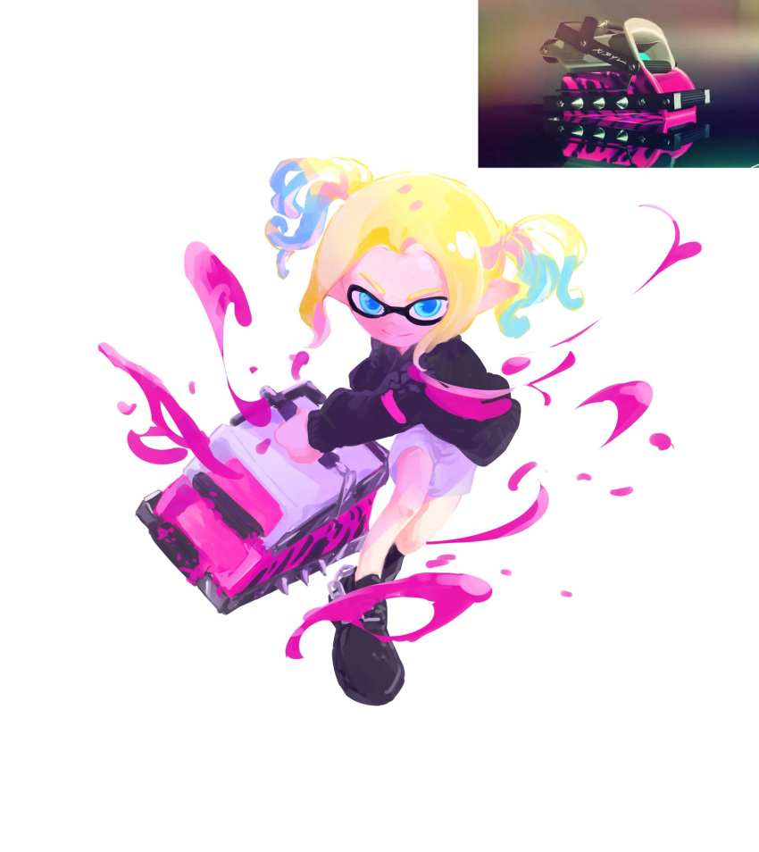 Safebooru - 1girl black jacket black shoes blue eyes bucket closed ...