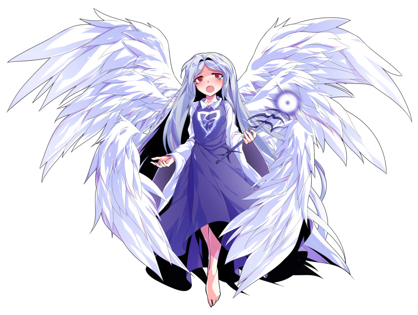 Safebooru - 1girl :o alphes (style) angel angel wings barefoot blue ...