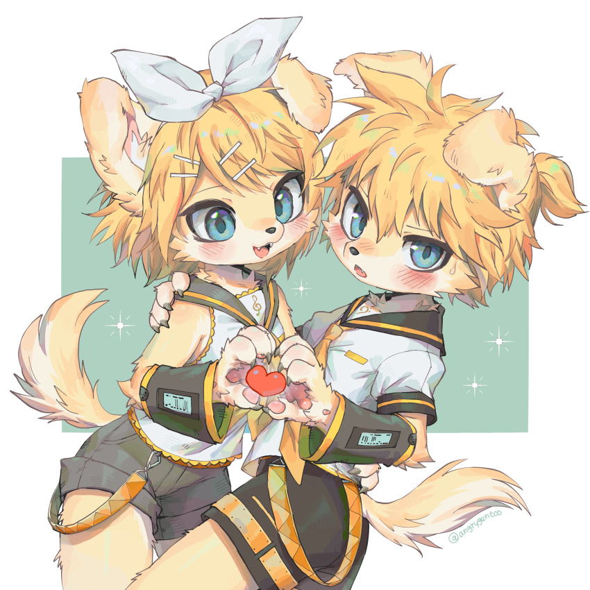 Safebooru - 1boy 1girl angrygentoo animal ear fluff animal ears animal nose arm warmers bass ...