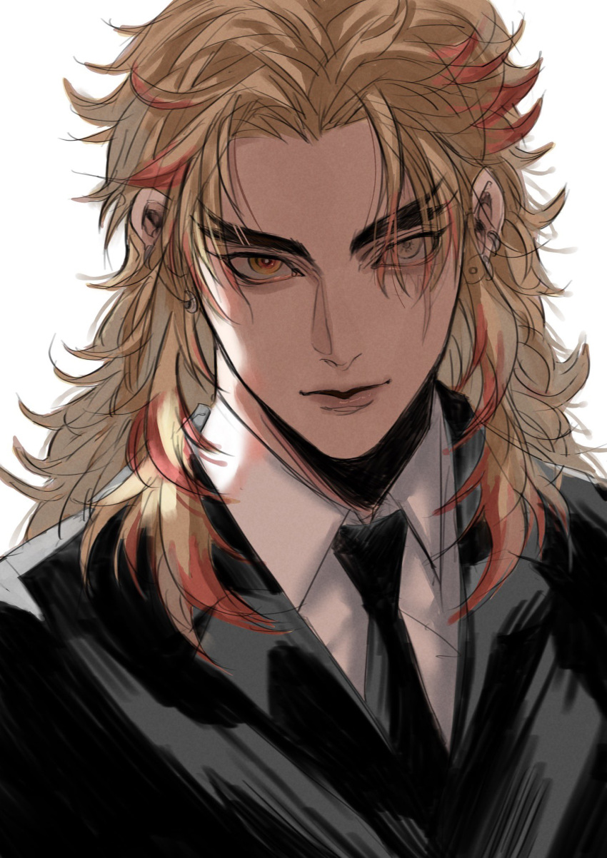 Safebooru - 1boy black jacket black necktie black suit blonde hair closed mouth collared shirt ...
