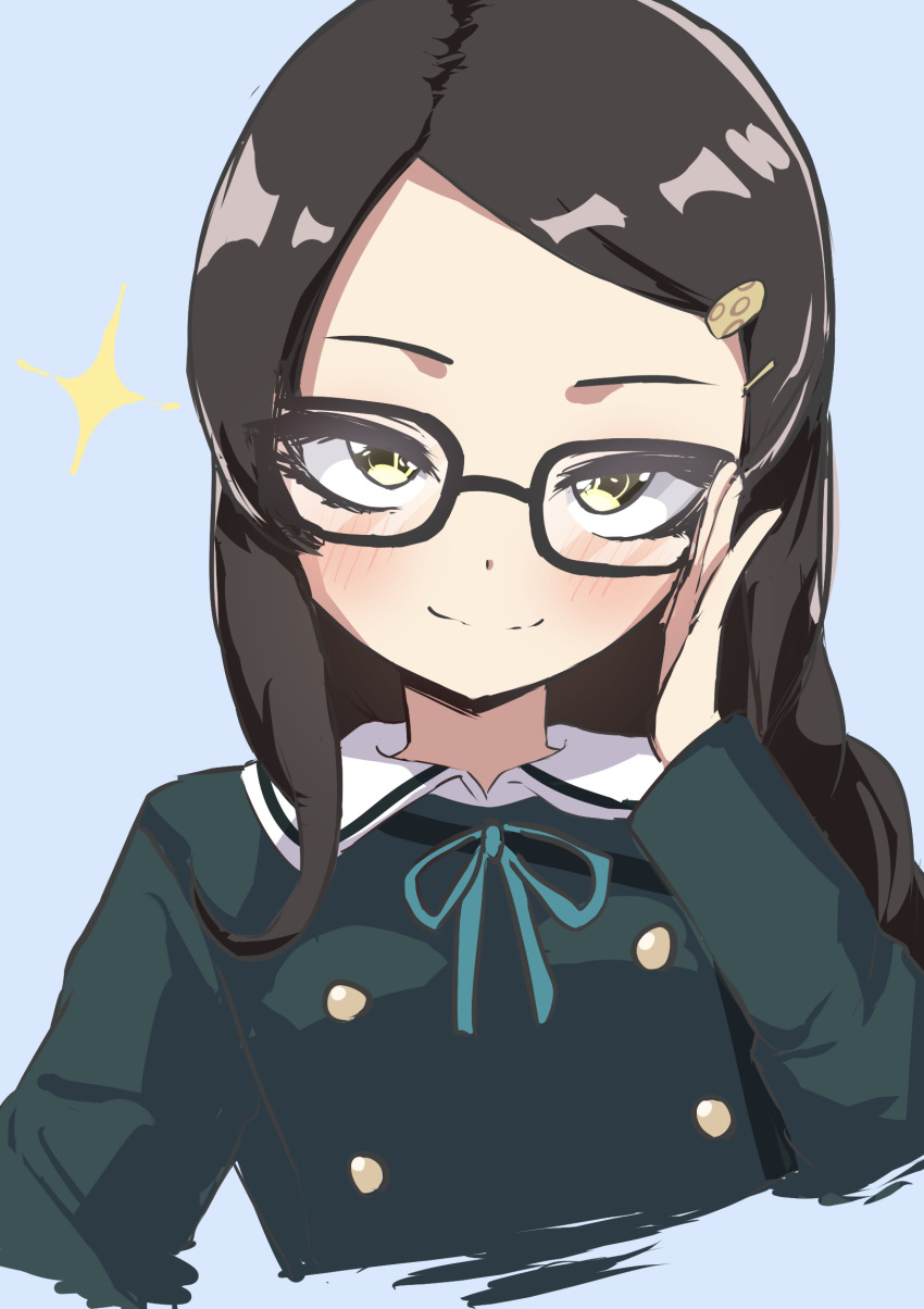 Safebooru - 1girl adjusting eyewear bespectacled black-framed eyewear ...