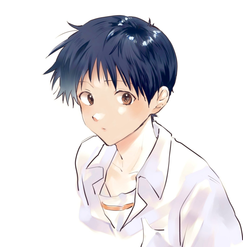 Safebooru - 1boy black hair brown eyes closed mouth collared shirt ...