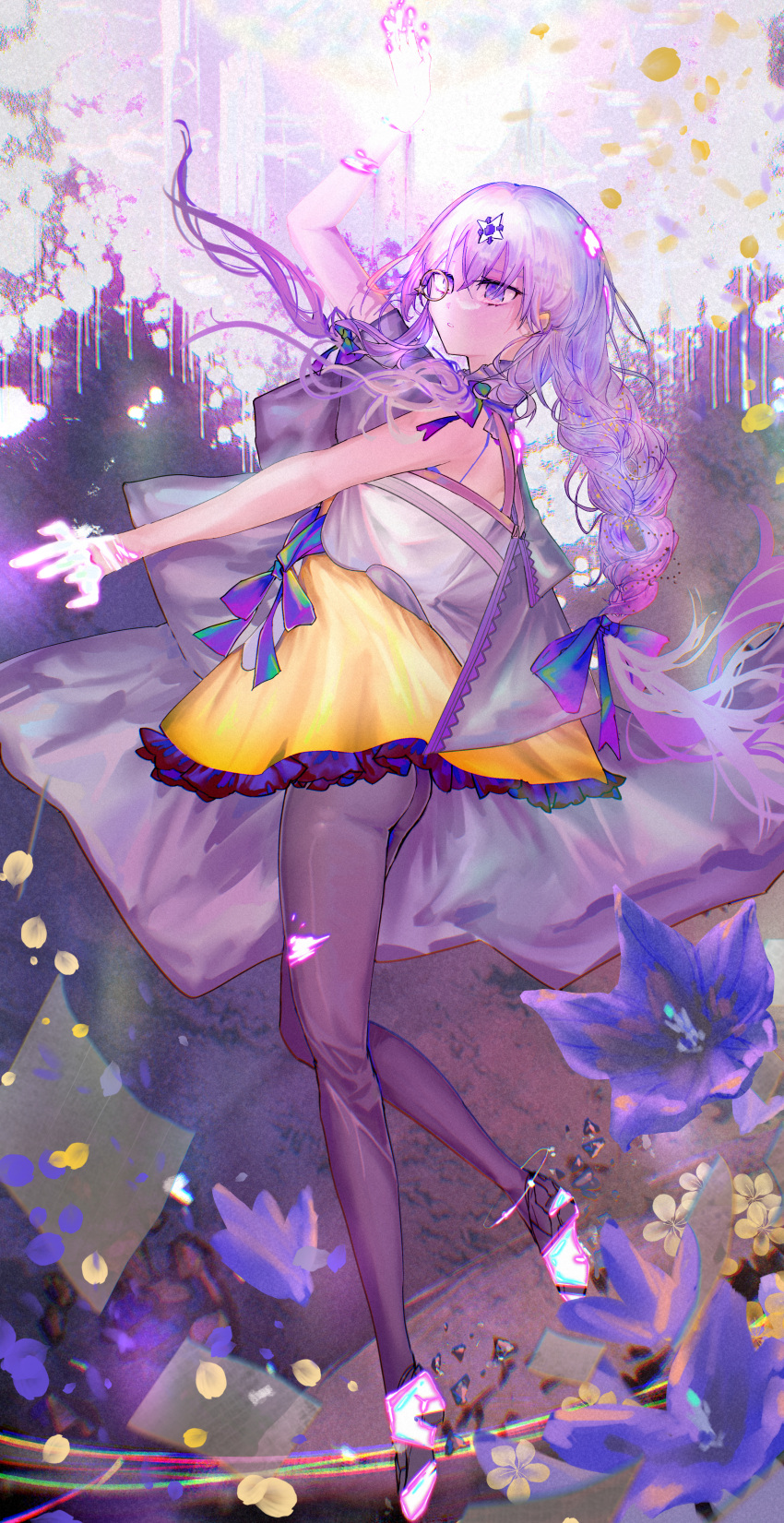 Safebooru - 1girl absurdres arcaea bow braid dress hair bow highres lagrange (arcaea) long hair ...