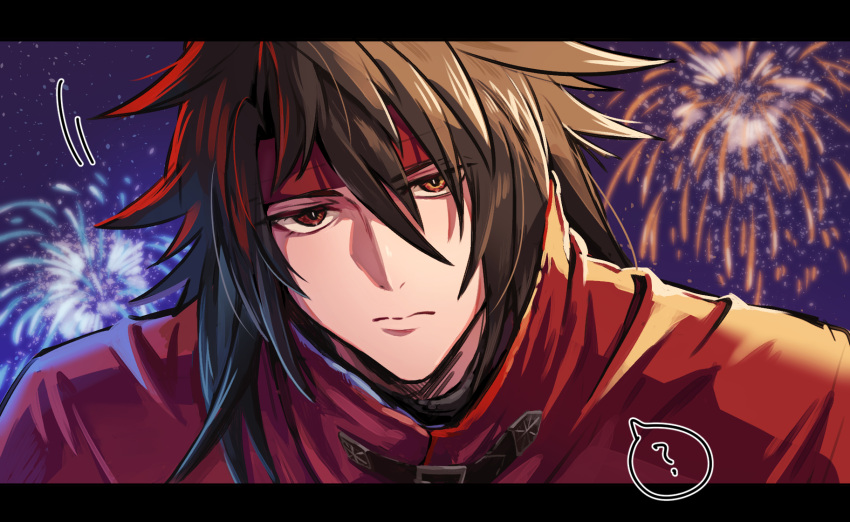 Safebooru - 1boy ? aerial fireworks az (pixiv 108058292) black hair ...