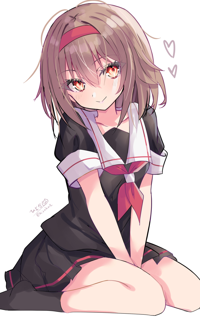 Safebooru - 1girl absurdres black serafuku black shirt black skirt brown eyes hairband highres ...