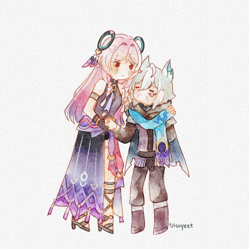 Safebooru - 1boy 1girl age difference aged up alternate hair color animal ear fluff animal ears ...