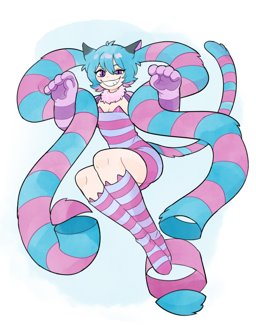 Safebooru - 1girl absurdres alice in wonderland animal ears blue hair cat ears cat girl cat tail ...