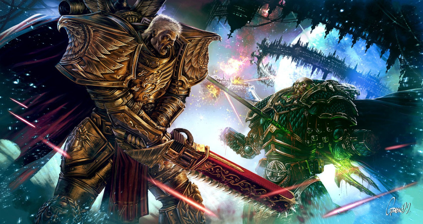 Safebooru - 2boys alpha legion alpharius andrea guardino armor bald ...