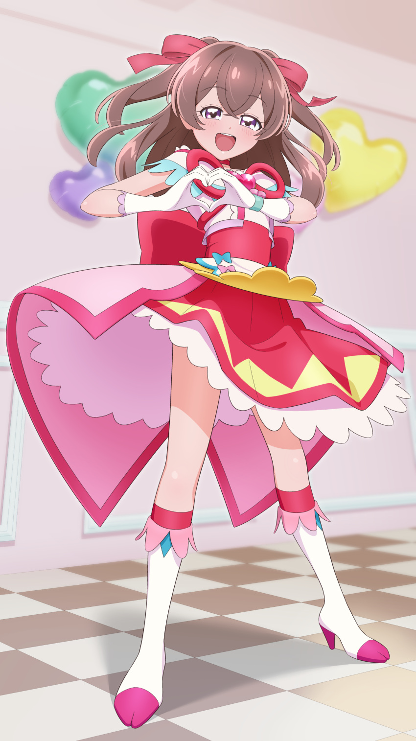 Safebooru - 1girl :d absurdres apron back bow balloon bare shoulders ...