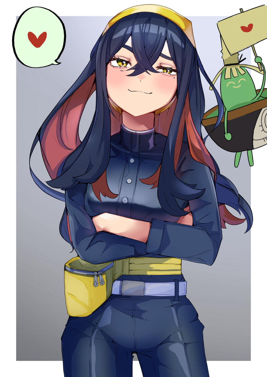 Safebooru - 1girl absurdres belt belt buckle black hair border buckle buttons carmine (pokemon ...