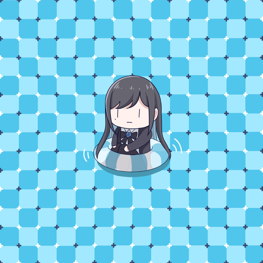 Safebooru - 1girl ado (utaite) black bow black bowtie black hair blue ...