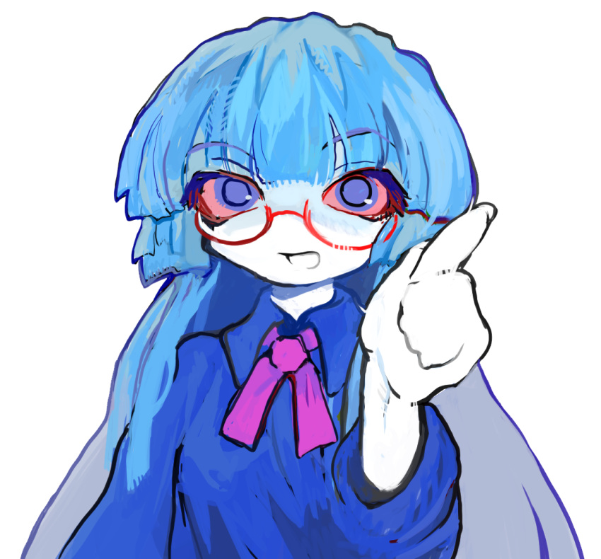 Safebooru - 1girl 8eyes bloodshot eyes blue eyes blue hair bluegirl ...