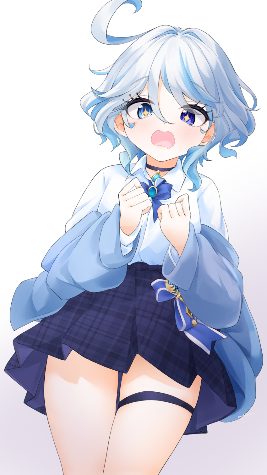 Safebooru - + + 1girl absurdres black choker black skirt blue bow blue bowtie blue eyes blue ...