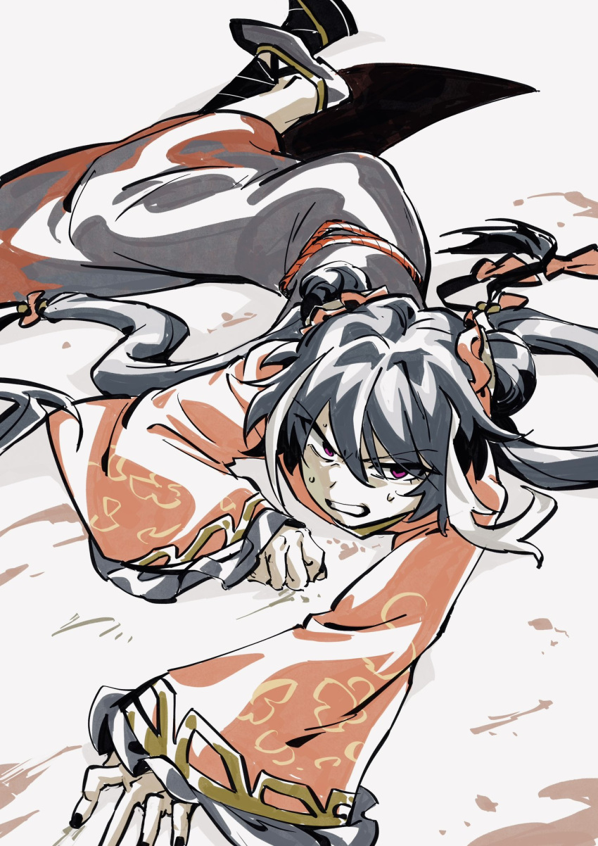 Safebooru - 1girl black dress black footwear black hair black nails ...