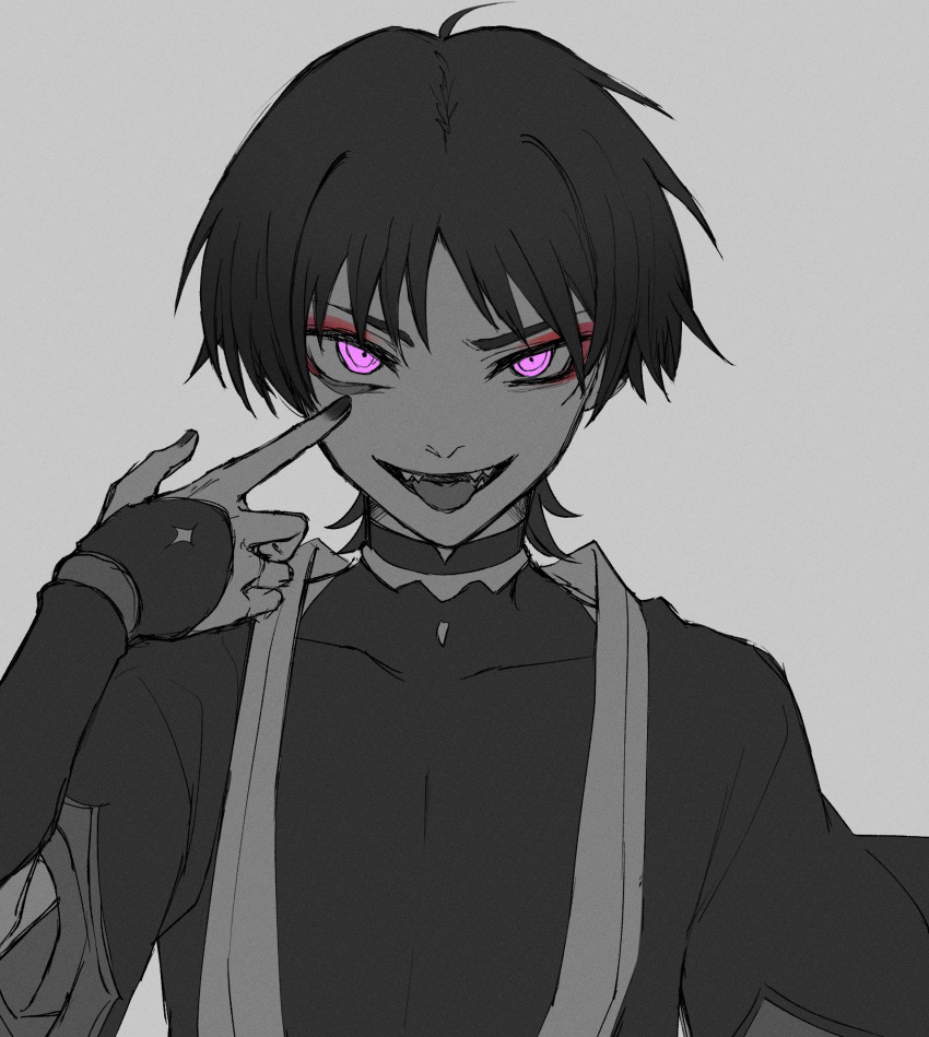 Safebooru - 1boy :p akanbe armor bodysuit eyelid pull eyeliner ...