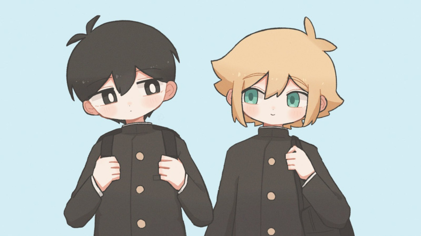 Safebooru - 2boys alternate costume backpack bag basil (faraway) (omori) basil (omori) black ...