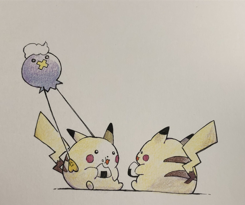 Safebooru - 2boys anger vein drifloon eating fat pikachu food food on ...