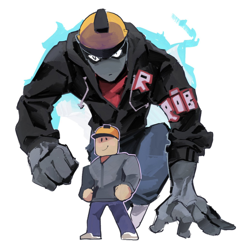 Safebooru - 2boys black eyes black hair blue pants builderman (roblox ...