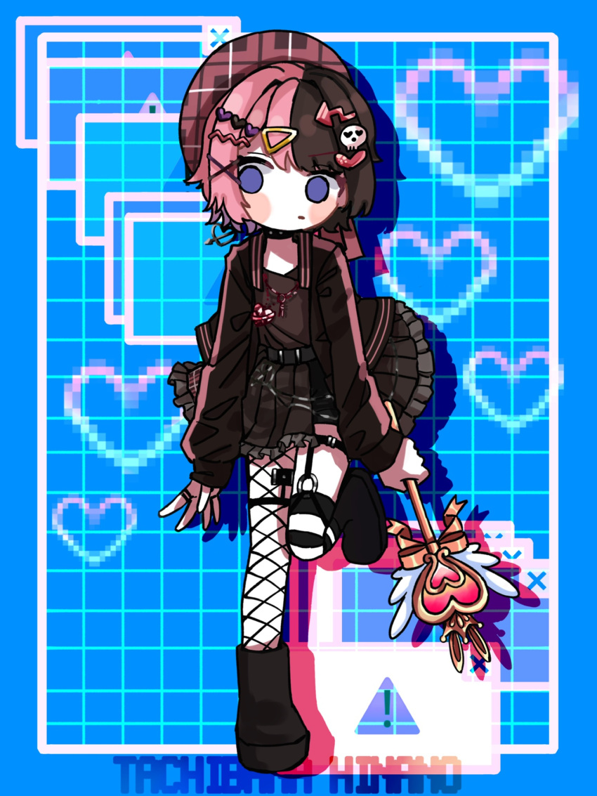 Safebooru - 1girl asymmetrical legwear beret black choker black ...