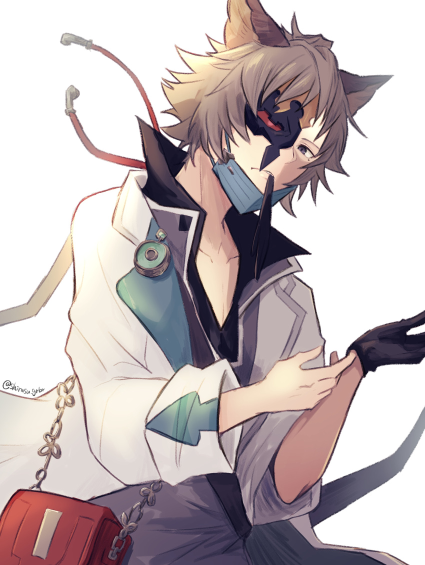 Safebooru - 1boy absurdres animal ears arm up arrow (symbol) black ...