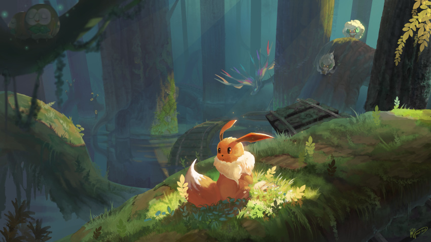 Safebooru - absurdres brown eyes chinese commentary closed mouth commentary request day eevee ...