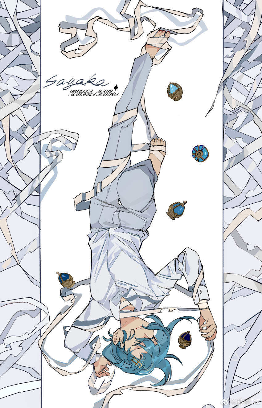 Safebooru - 1girl absurdres alternate costume aqua hair bandaged foot bandaged leg bandaged neck ...