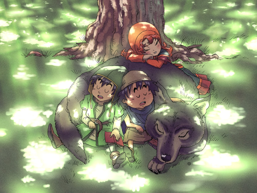 Safebooru - 1other 2boys black hair blue cloak bonnet book cloak closed ...