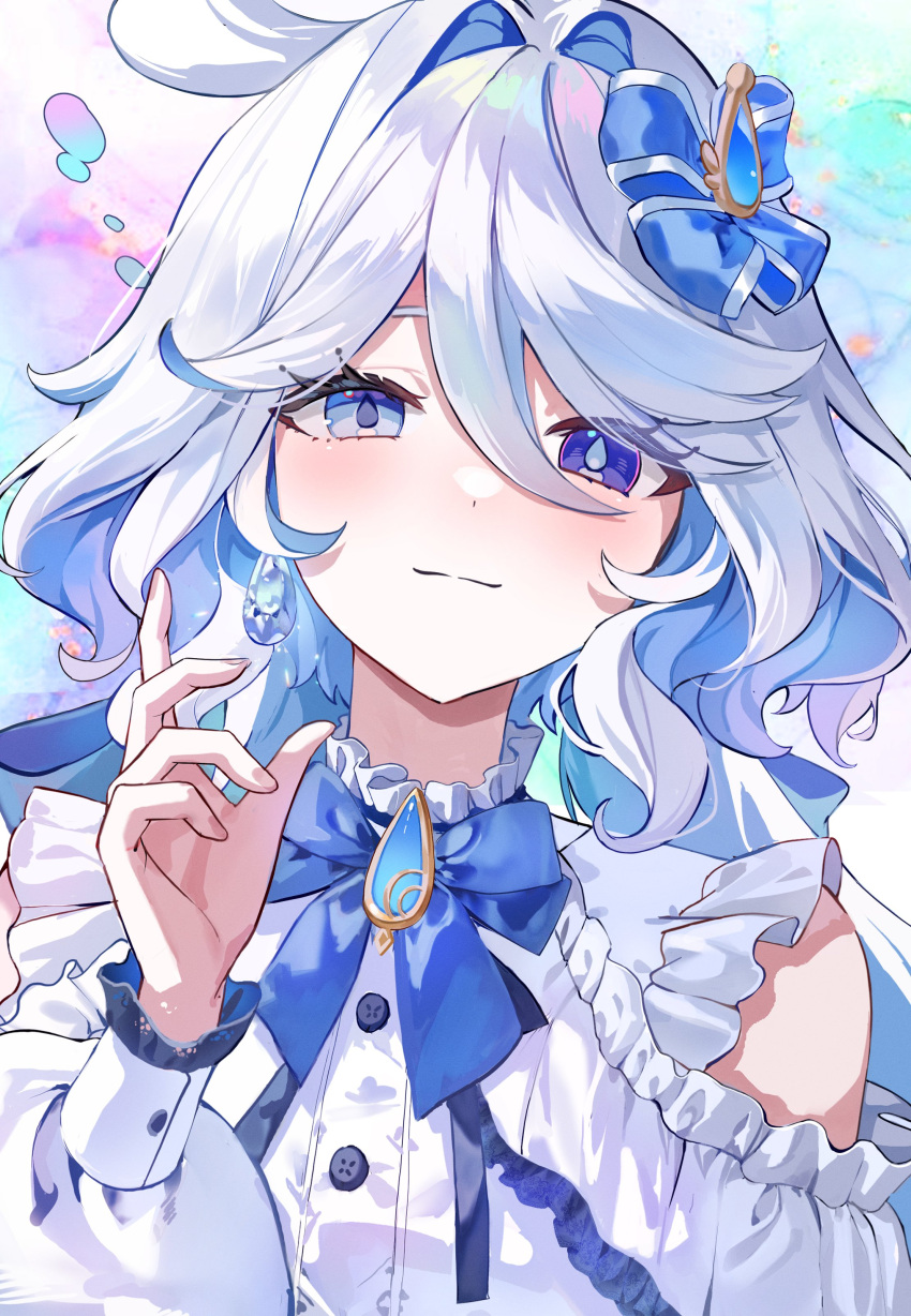 Safebooru - 1girl absurdres alternate costume blue eyes blue gemstone blue hair closed mouth ...