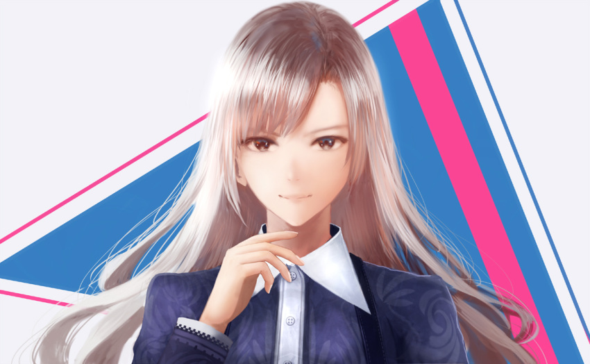 Safebooru 1girl Bangs Brown Eyes Brown Hair Closed Mouth Collared 7677