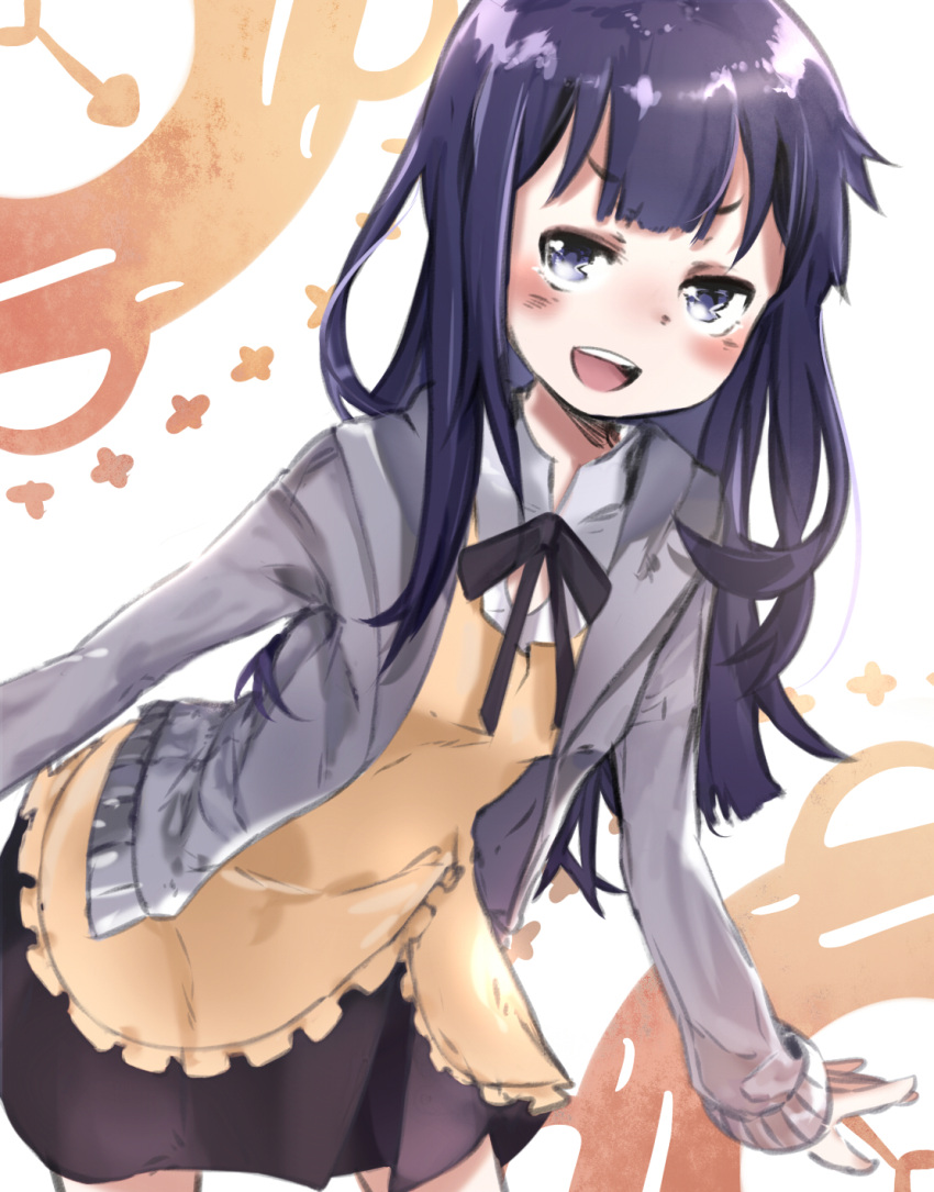 Safebooru - 1girl 321karaki321 apron bangs black neckwear black ribbon black skirt blue eyes ...