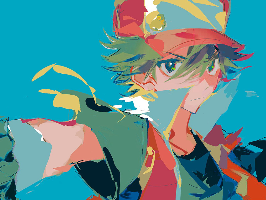Safebooru - 1boy baseball cap blue background blue eyes ciuchviicuq ...