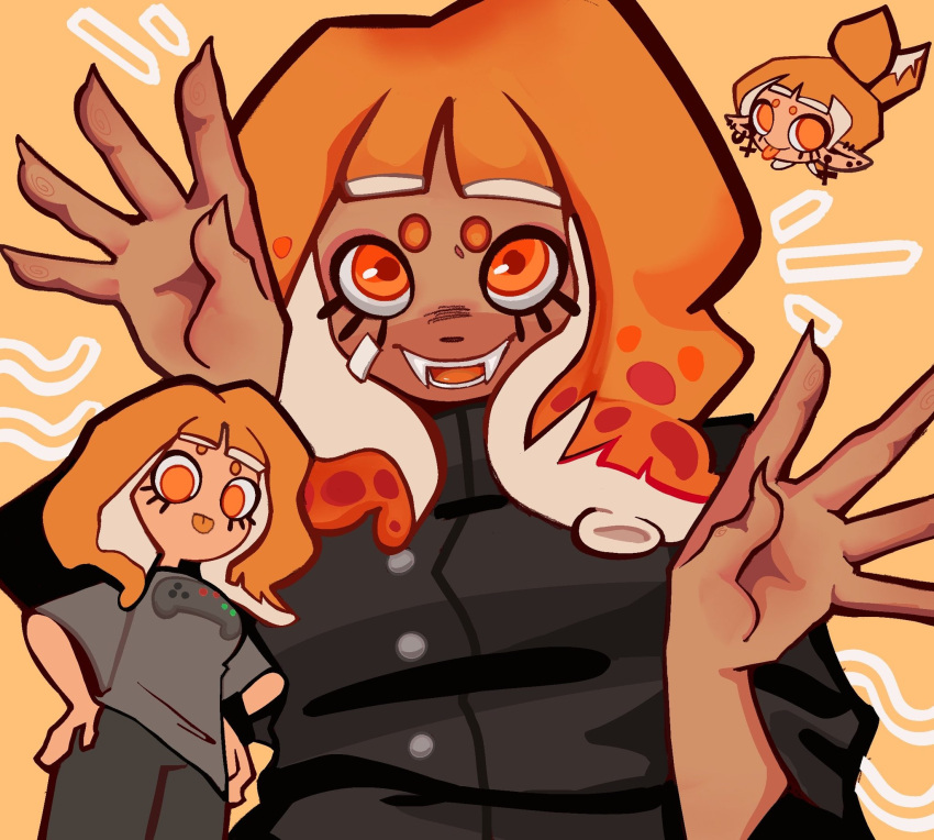 Safebooru - 1girl black jacket black pants ear piercing earrings fangs ...