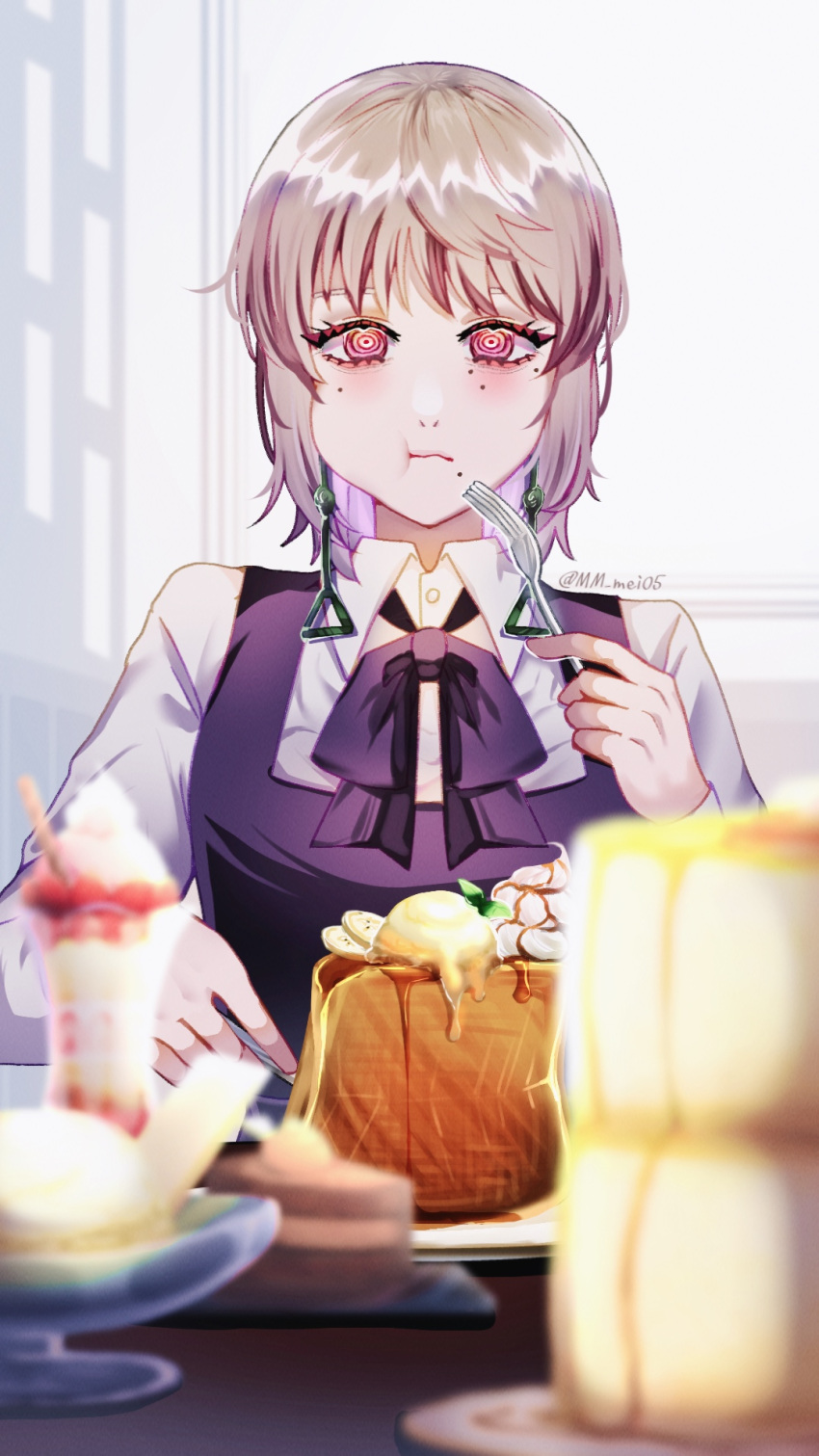 Safebooru - 1girl banana banana slice black dress black ribbon chainsaw man closed mouth ...