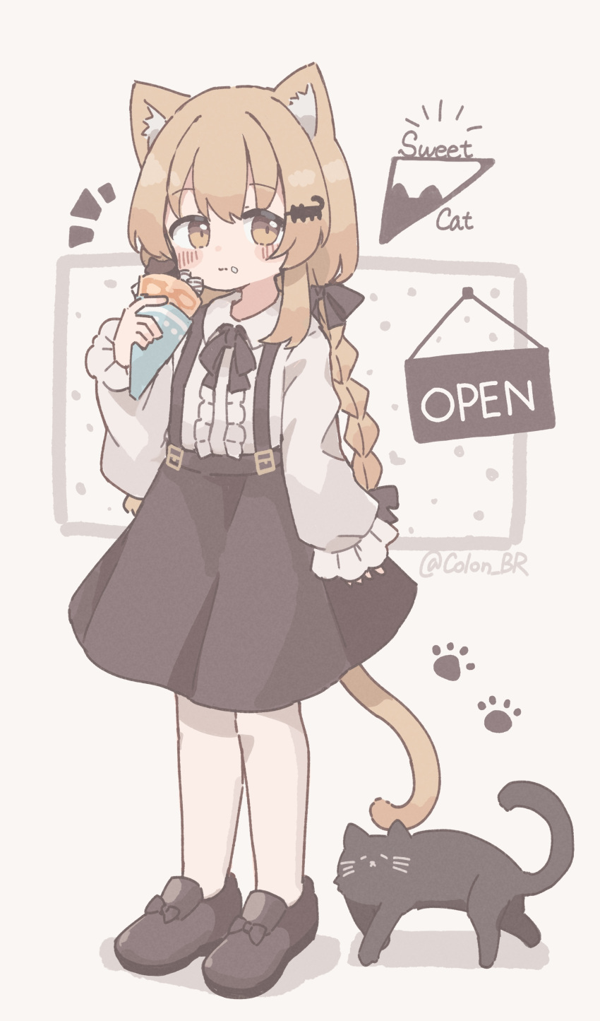 Safebooru - 1girl absurdres animal ear fluff animal ears black cat black footwear black skirt ...