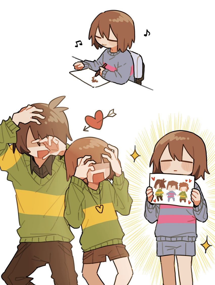 Safebooru - 3others = = absurdres androgynous arrow through heart blue ...