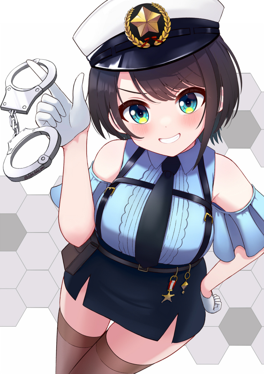 Safebooru - 1girl banana de ikopon black necktie blue eyes blue shirt brown hair brown ...