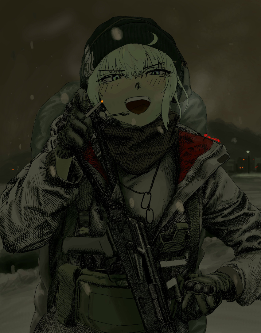 Safebooru - 1girl absurdres ak-74m assault rifle beanie callsign: cedar character request ...