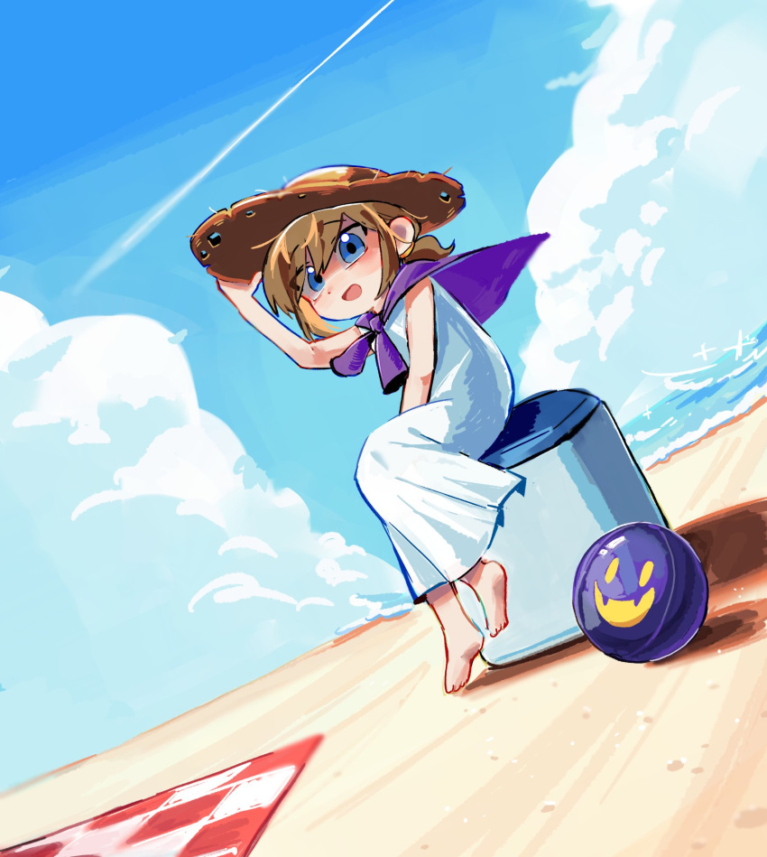 Safebooru - 1girl :d a hat in time alternate costume ball barefoot ...