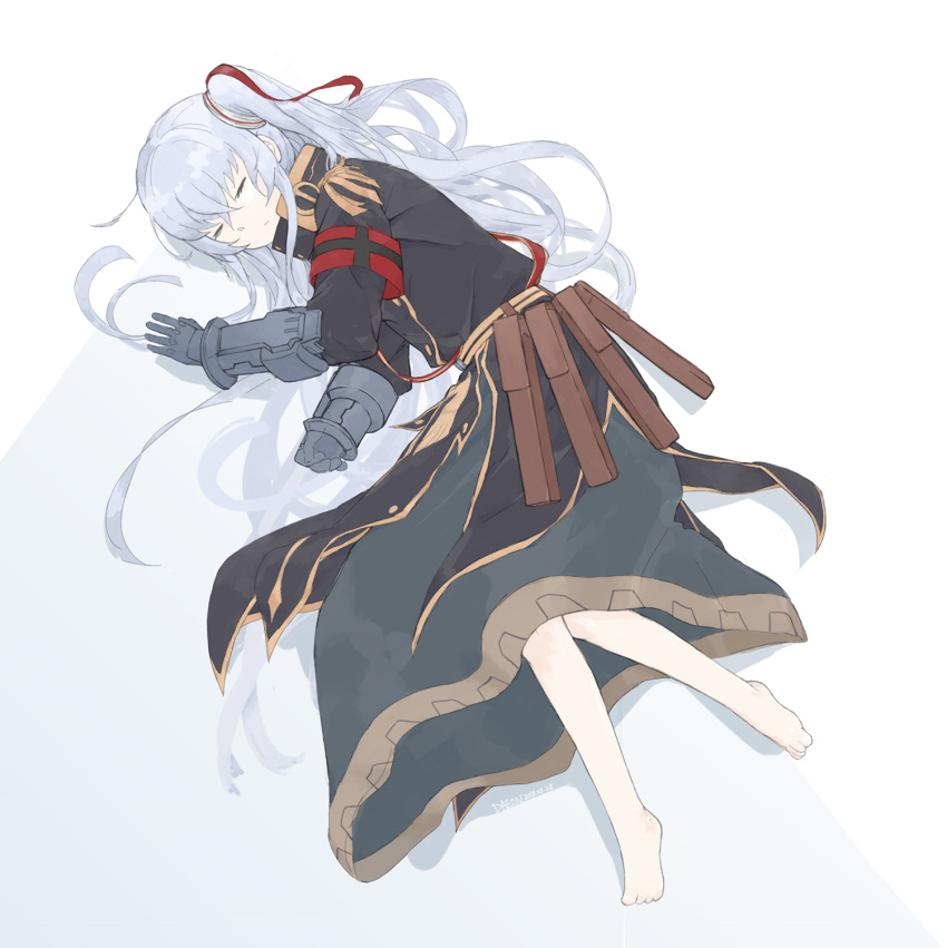 Safebooru - 1girl ahoge altair (re:creators) armband barefoot belt belt bag bib black armband ...