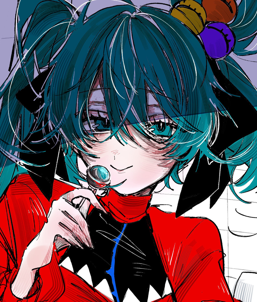 Safebooru - 1girl 9ro5ma black bow blue eyes blue hair bow closed mouth ...