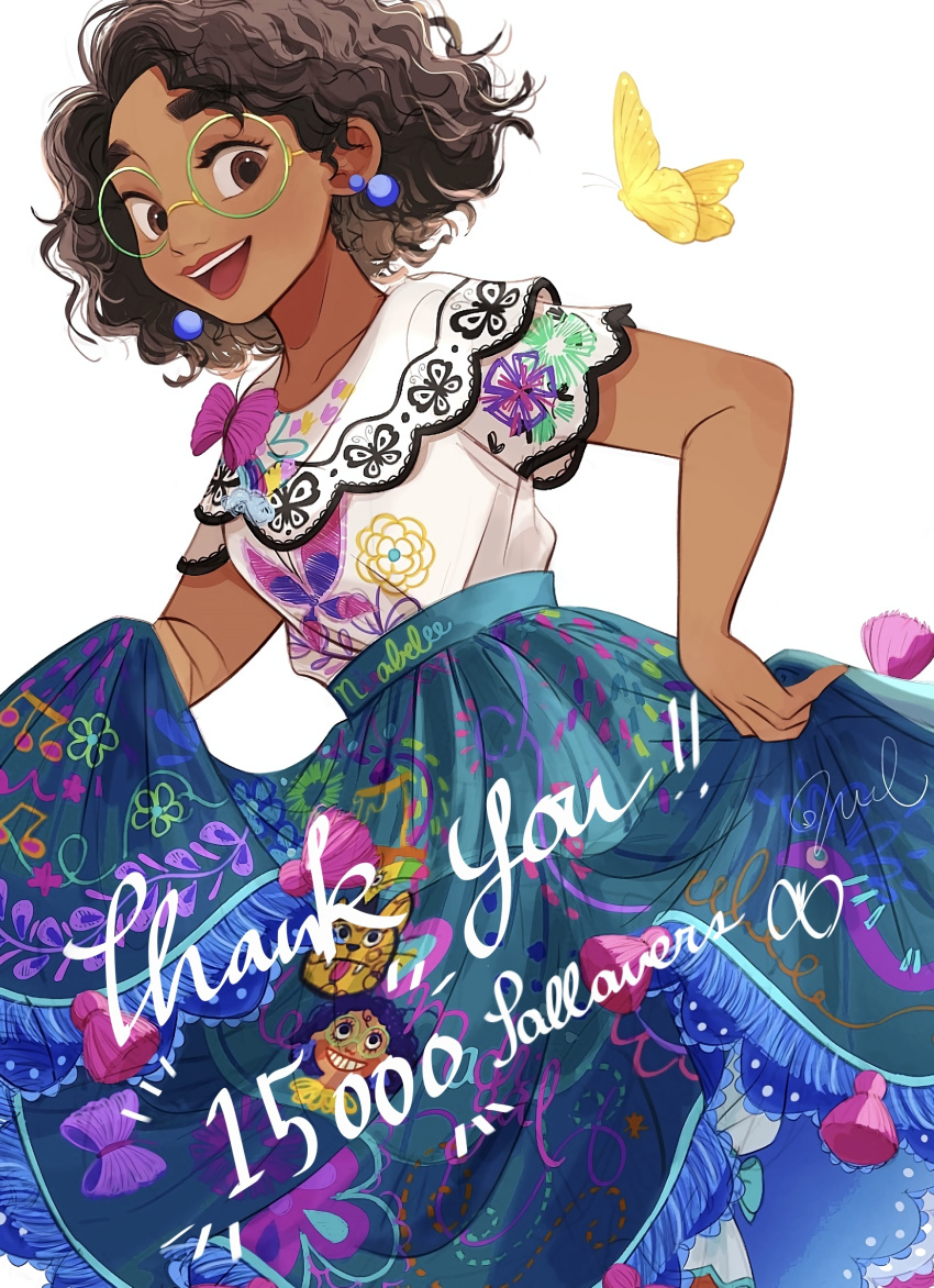 Safebooru - 1girl absurdres blue skirt brown eyes brown hair bug ...